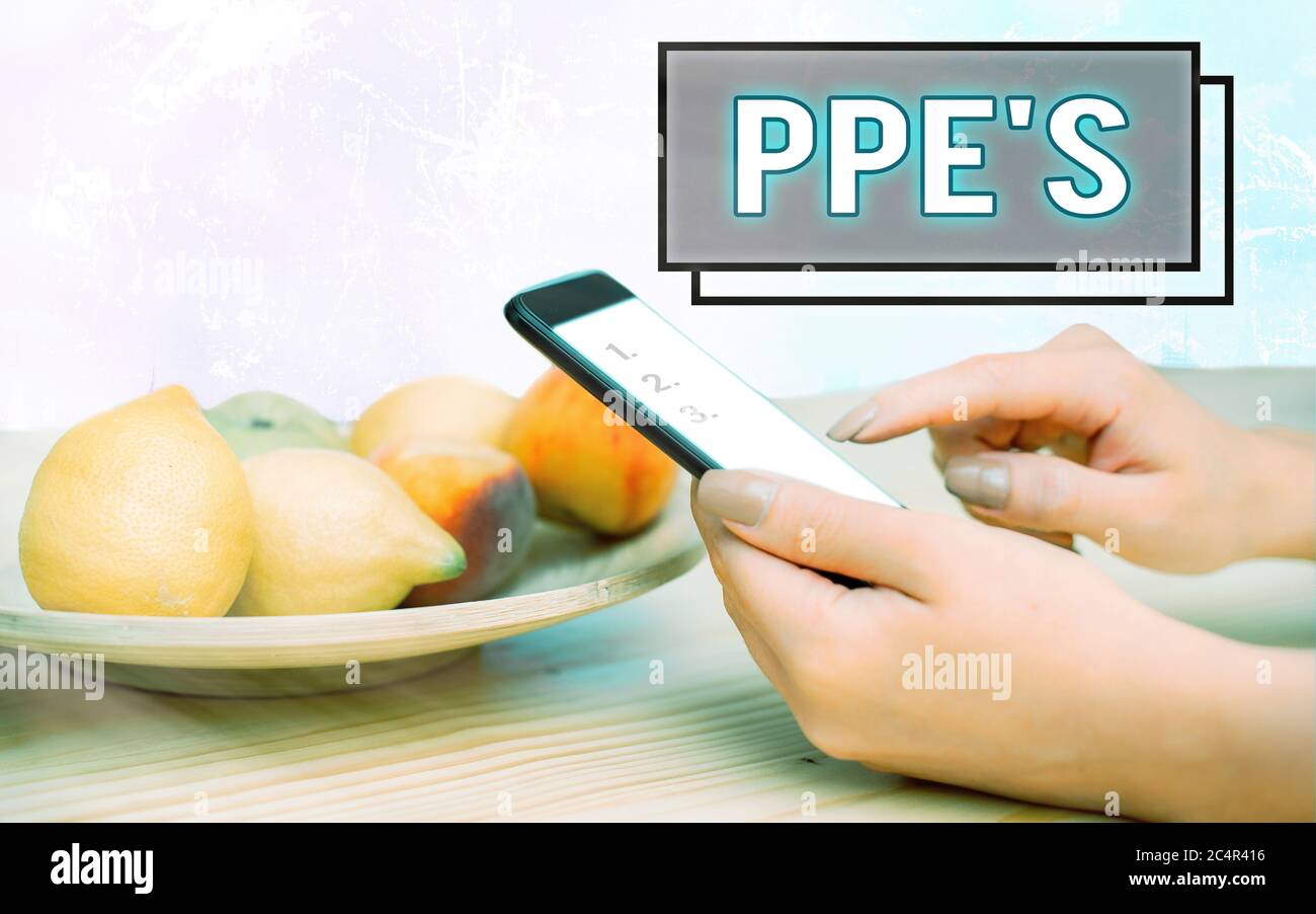 Conceptual hand writing showing Ppe s is. Concept meaning Specialized equipment for protection ...