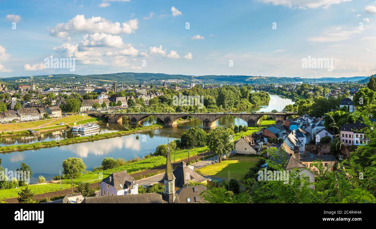 Panoramic aerial view of Trier in a beautiful summer day, Germany Stock ...
