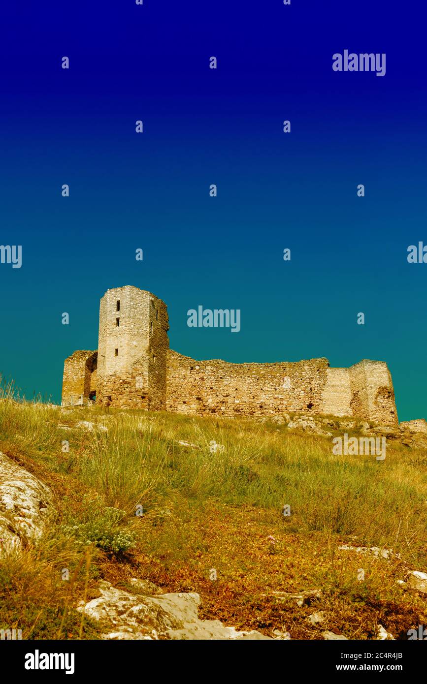 brick and stone fortress positioned on a high hill Stock Photo - Alamy