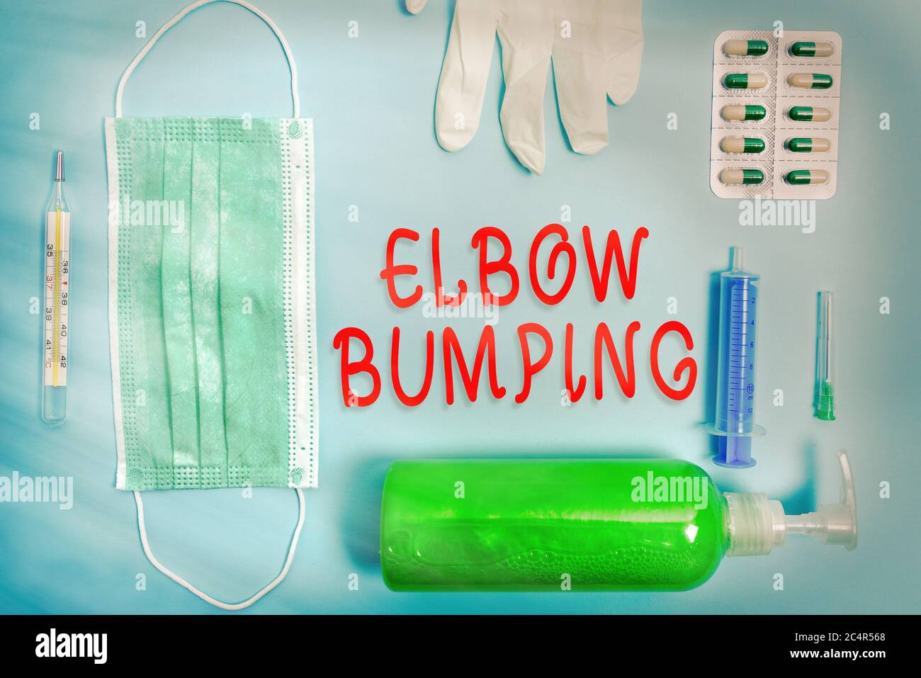 Word writing text Elbow Bumping. Business photo showcasing newlytrended ...