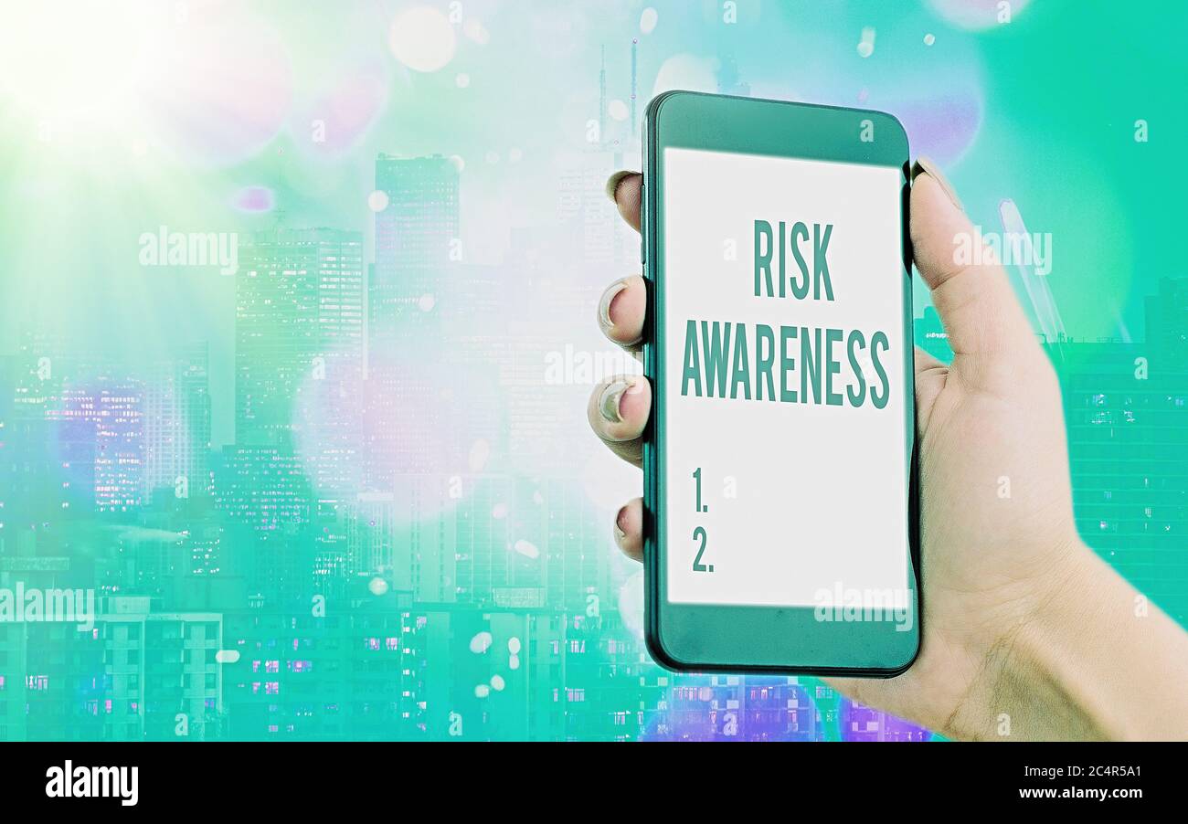Writing note showing Risk Awareness. Business concept for recognizing ...