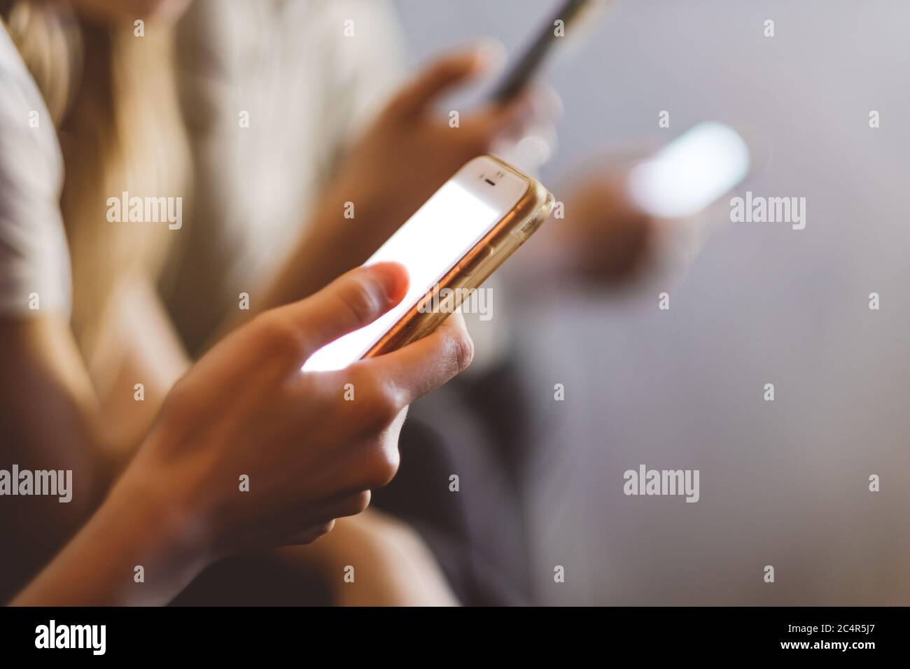 Group of people uses a smartphone close-up Stock Photo - Alamy
