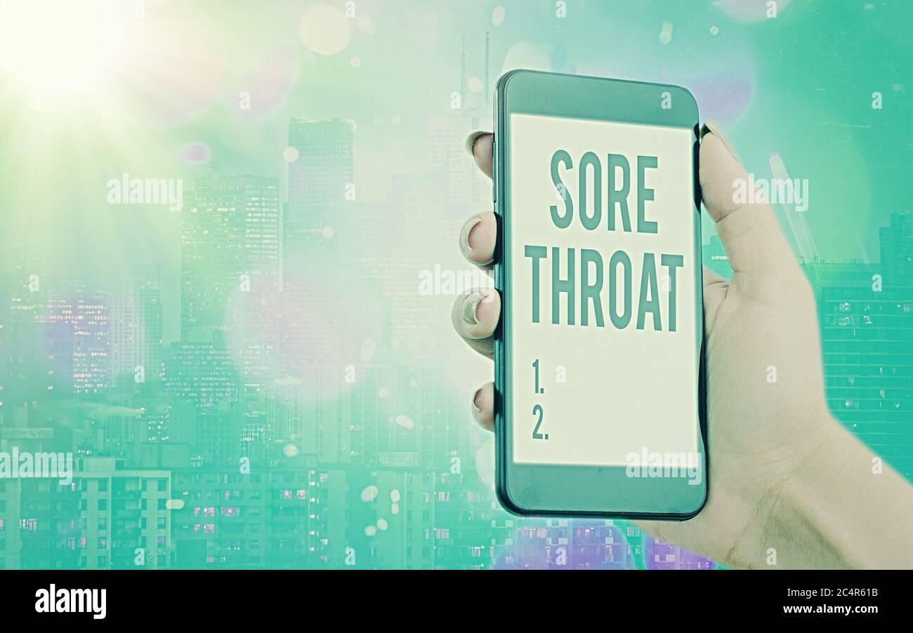 Writing note showing Sore Throat. Business concept for Inflammation ot ...