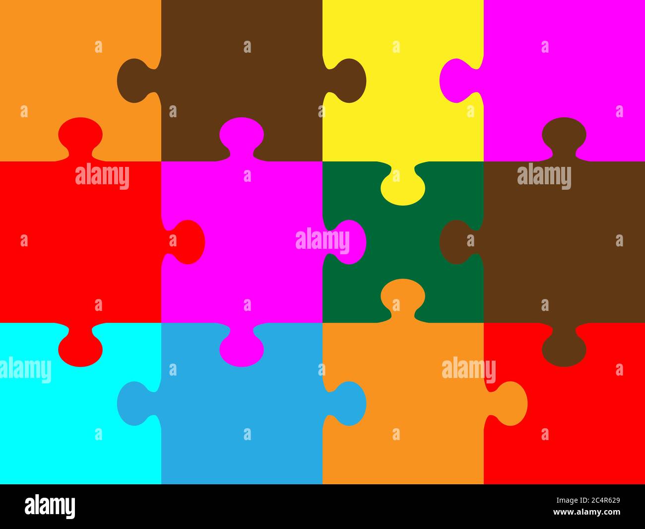 Vector colorful puzzle lettering - made from puzzle pieces. Many ...