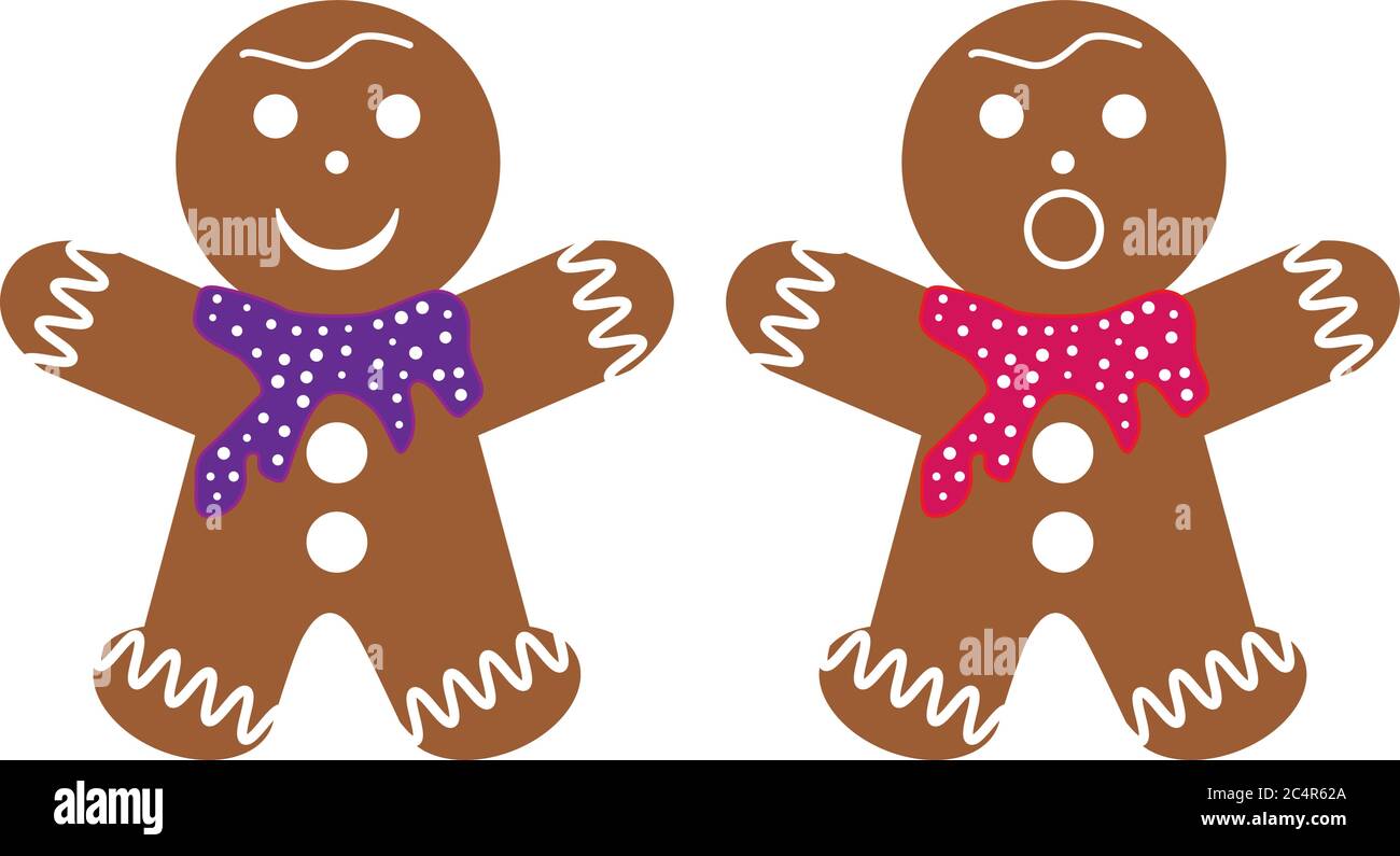 Gingerbread man group - isolated vector illustration on white ...