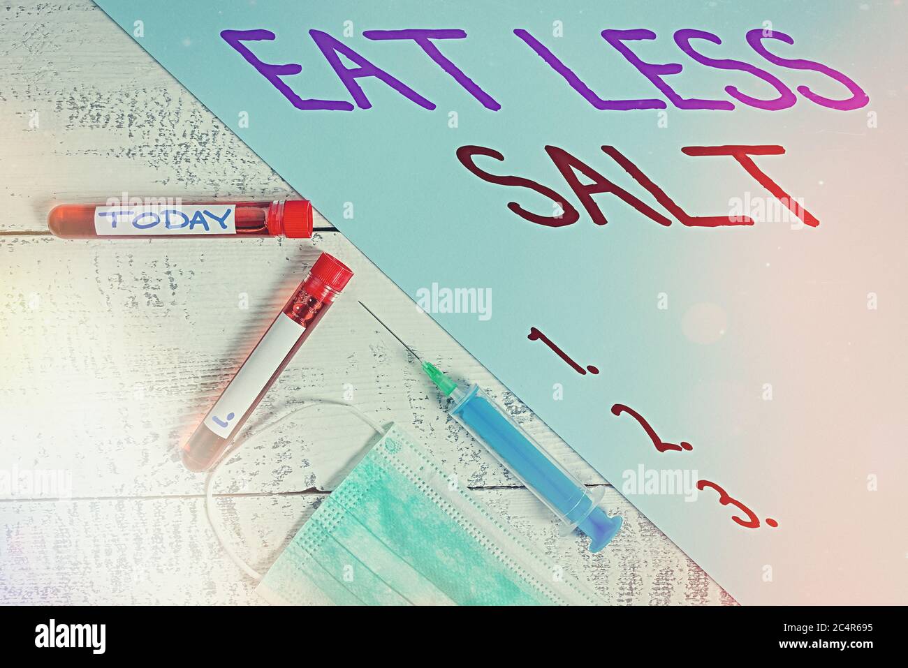 Handwriting text writing Eat Less Salt. Conceptual photo reducing the ...