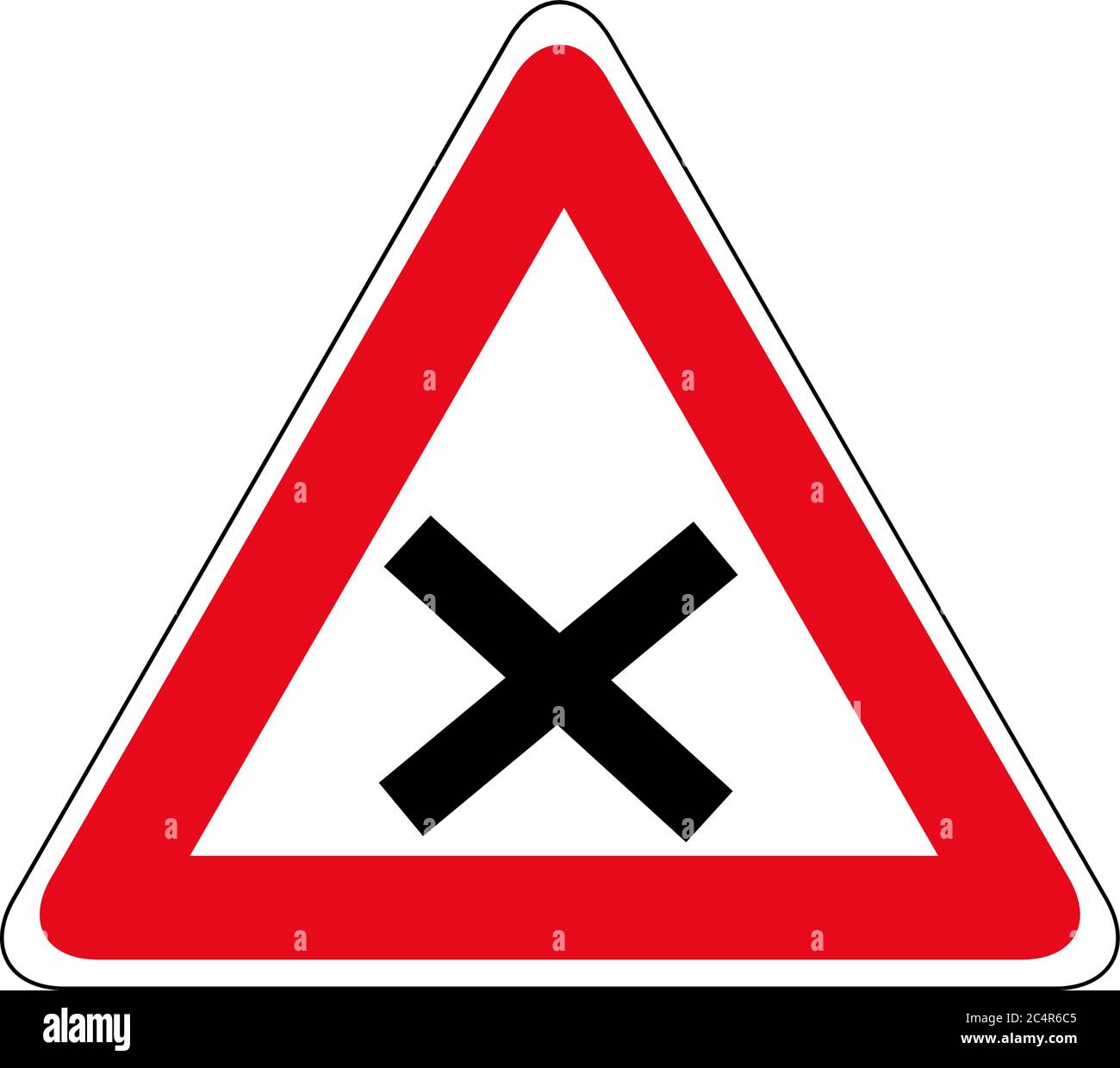 illustration of triangle warning sign for intersection Stock Vector ...