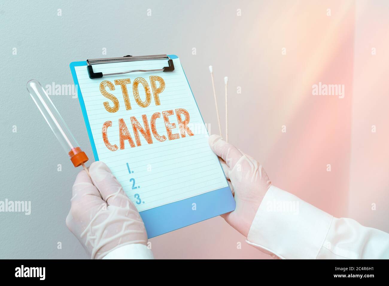 Text sign showing Stop Cancer. Business photo showcasing prevent the ...