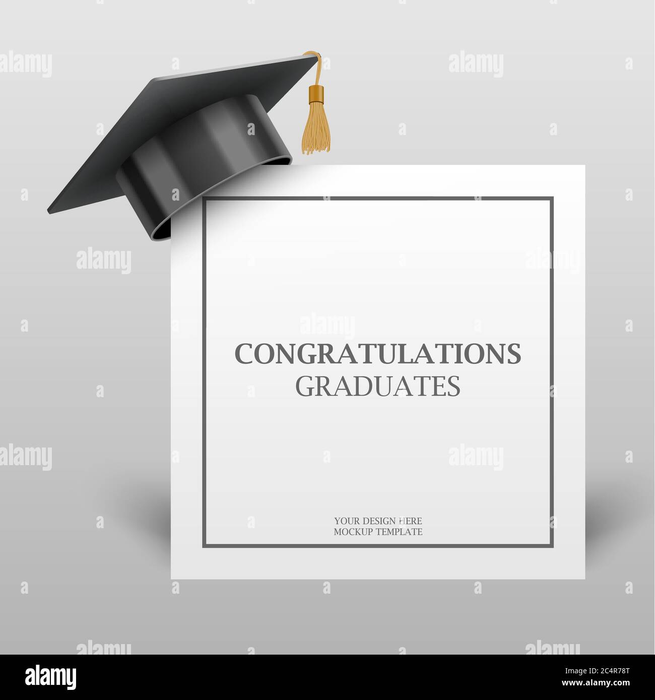 Graduation cap on congratulation paper corner, education design element ...