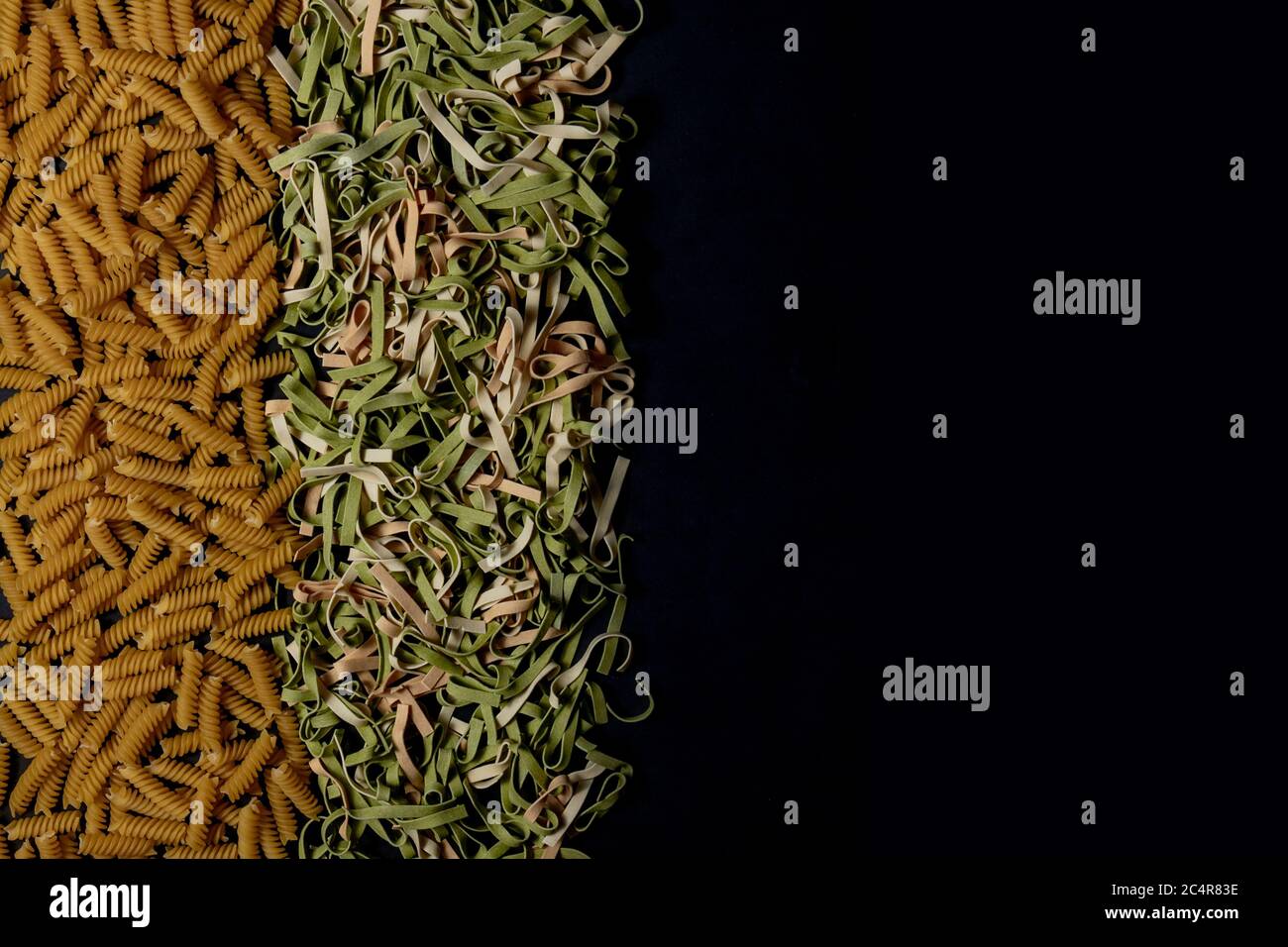 Variety of types and shapes of dry Italian pasta. Italian Macaroni raw ...