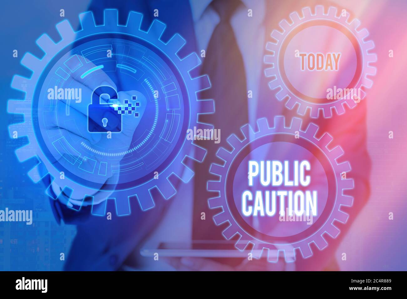 Writing note showing Public Caution. Business concept for formal ...