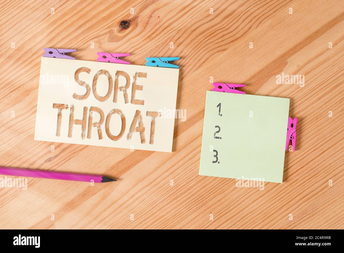 Writing note showing Sore Throat. Business concept for Inflammation ot ...