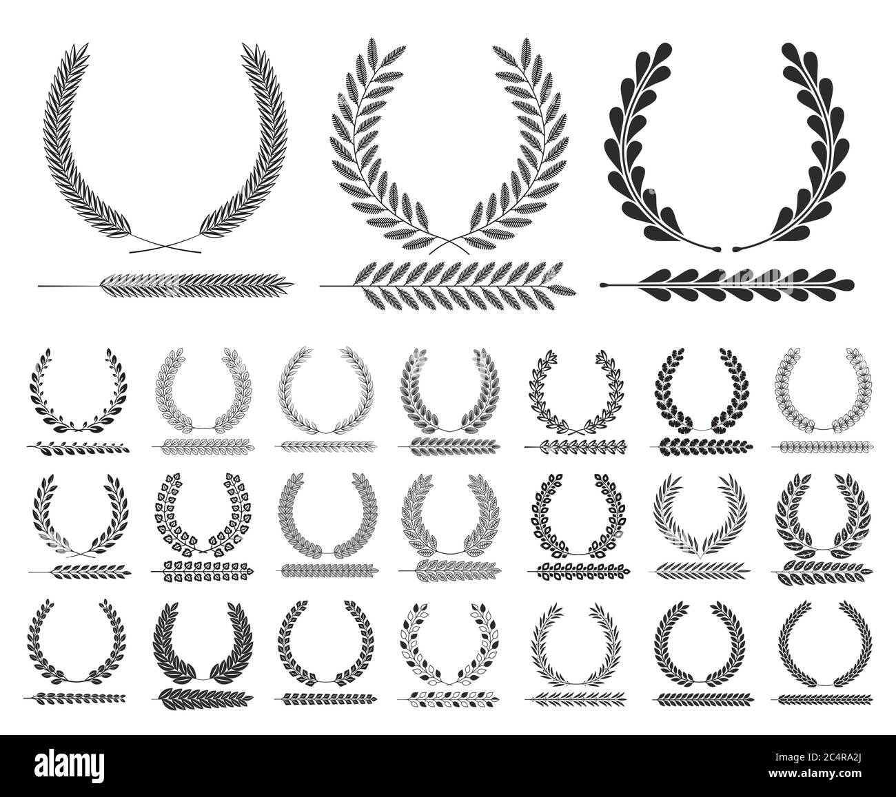 Set of Wreaths and branches. Vector illustration. Laurel wreath ...