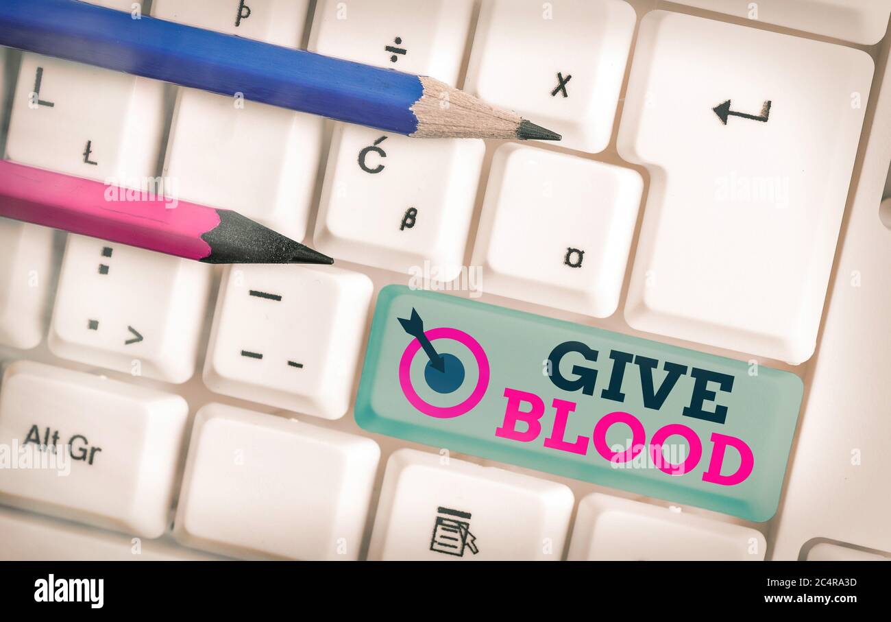 Text sign showing Give Blood. Business photo text an individual ...