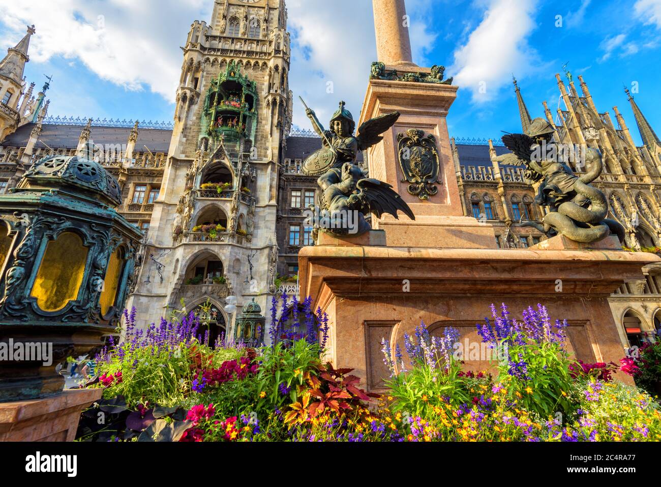 Marienplatz square in summer, Munich, Germany. It is top landmark of ...