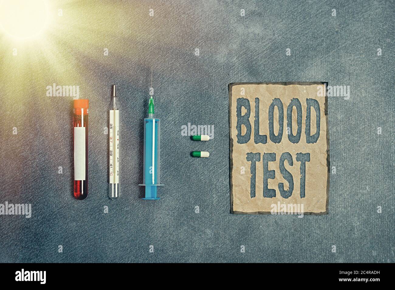 Writing note showing Blood Test. Business concept for Extracted blood ...