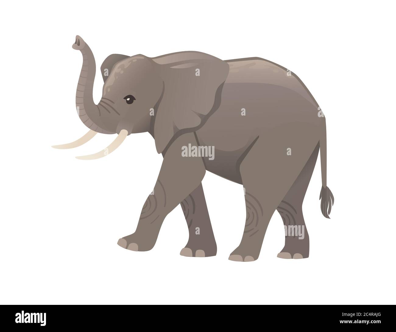 Cute adult elephant on the walk cartoon animal design flat vector ...