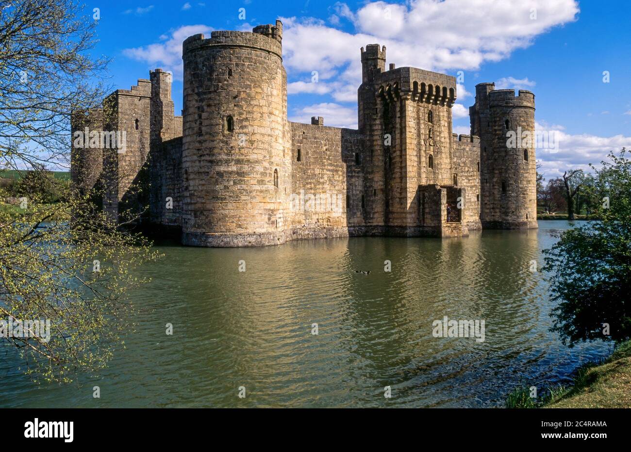 Bodiam Castle, a 14th Century moated castle in East Sussex, England, UK ...