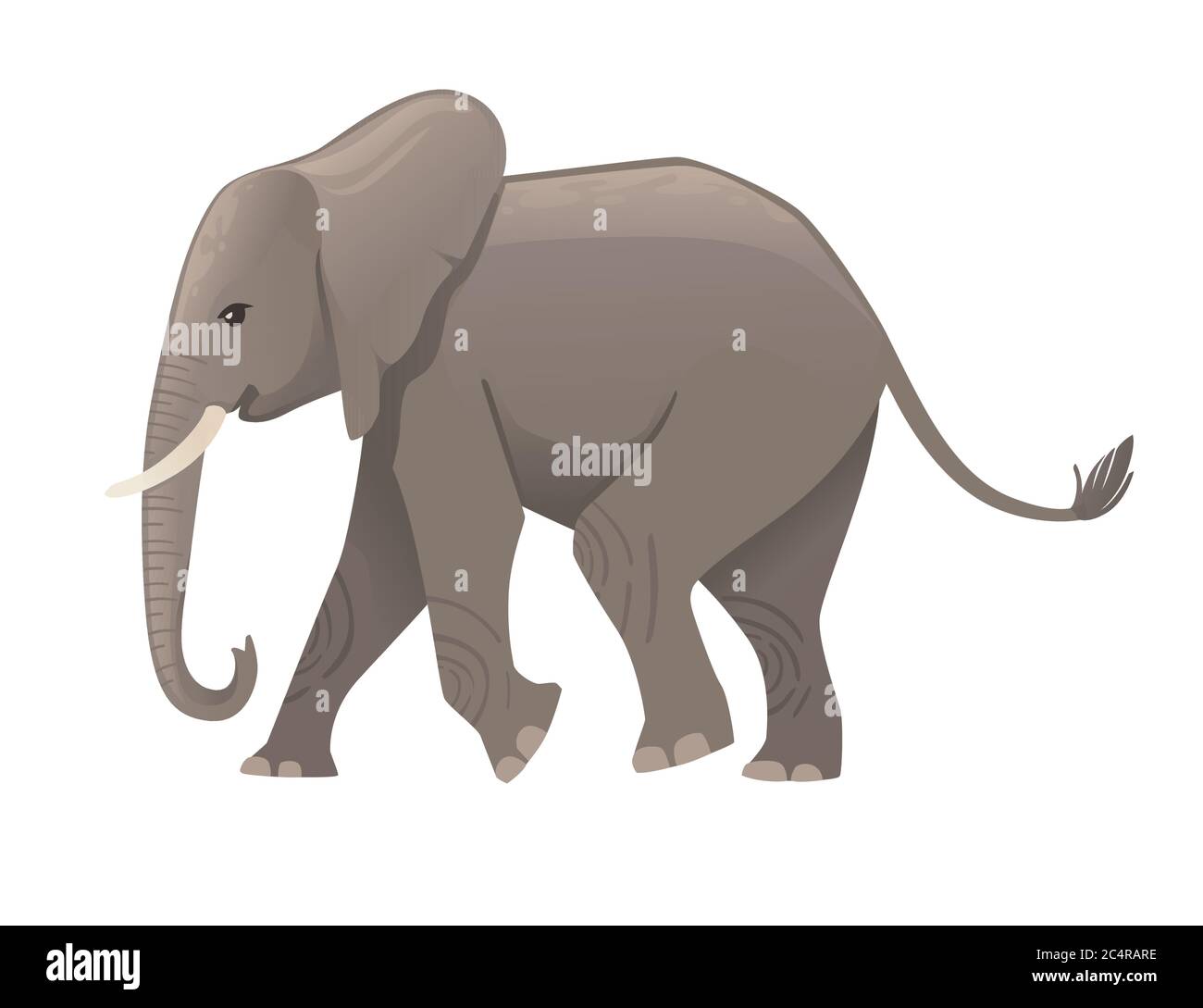 Cute adult elephant on the walk cartoon animal design flat vector ...