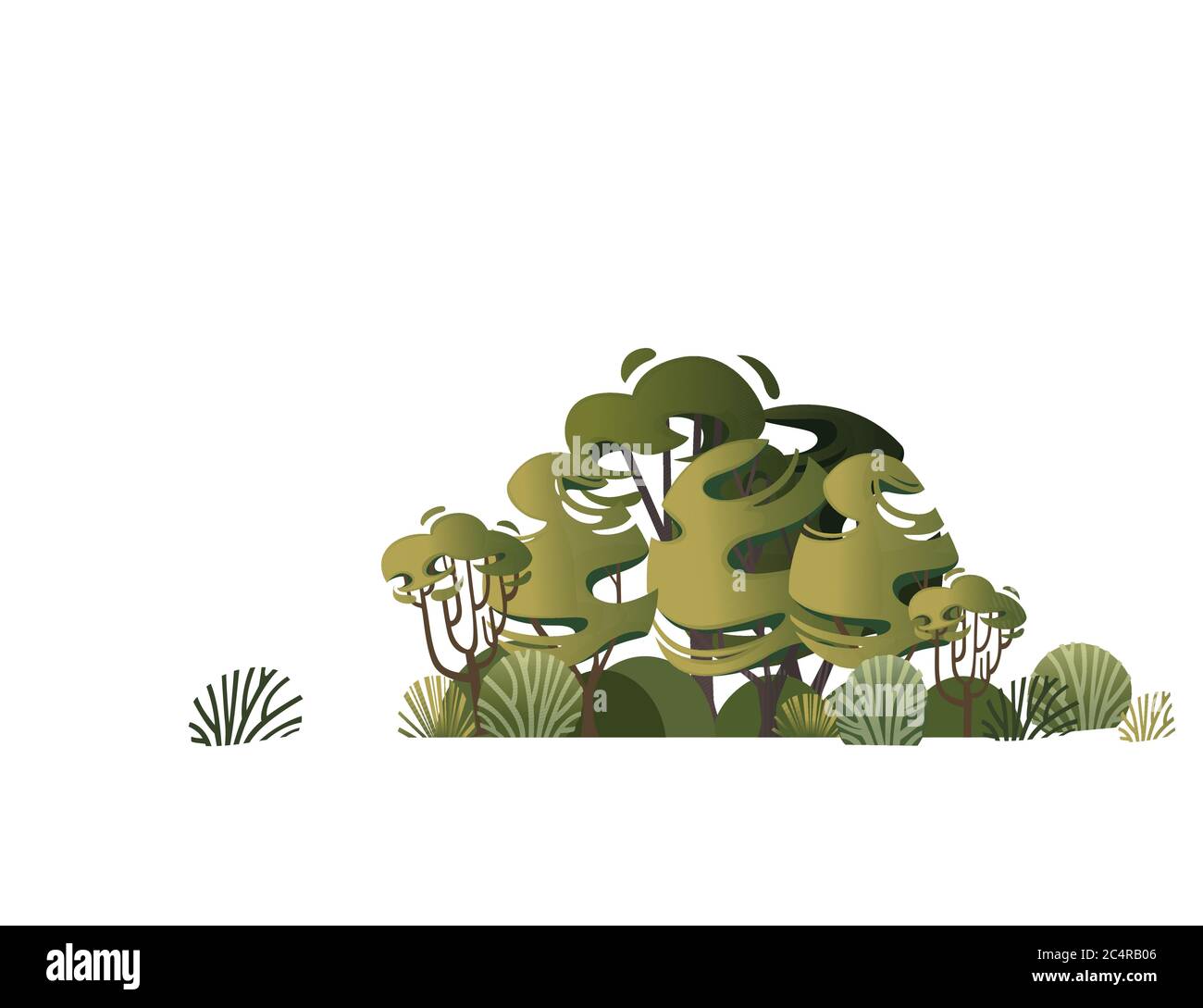 Green vegetation bushes grass and trees flat vector illustration on ...