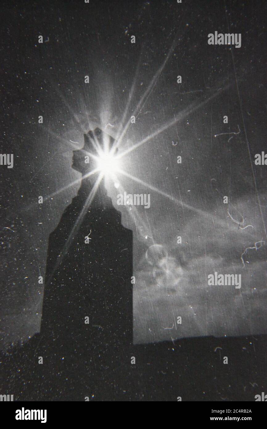 Fine 70s vintage black and white photography of cross standing with the ...