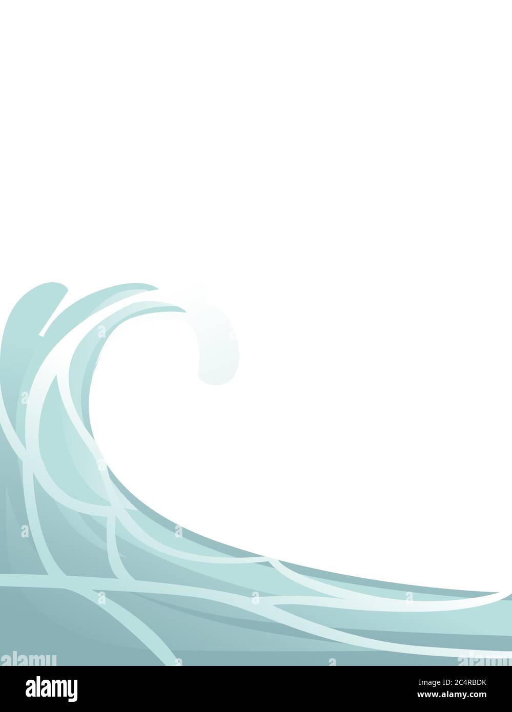 Big ocean wave flat vector illustration on white background vertical ...
