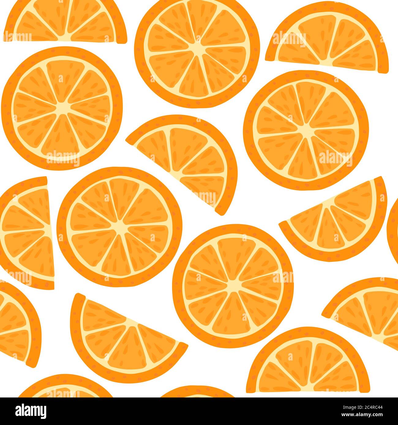 Seamless pattern of orange citrus fruit halved and sliced flat vector ...