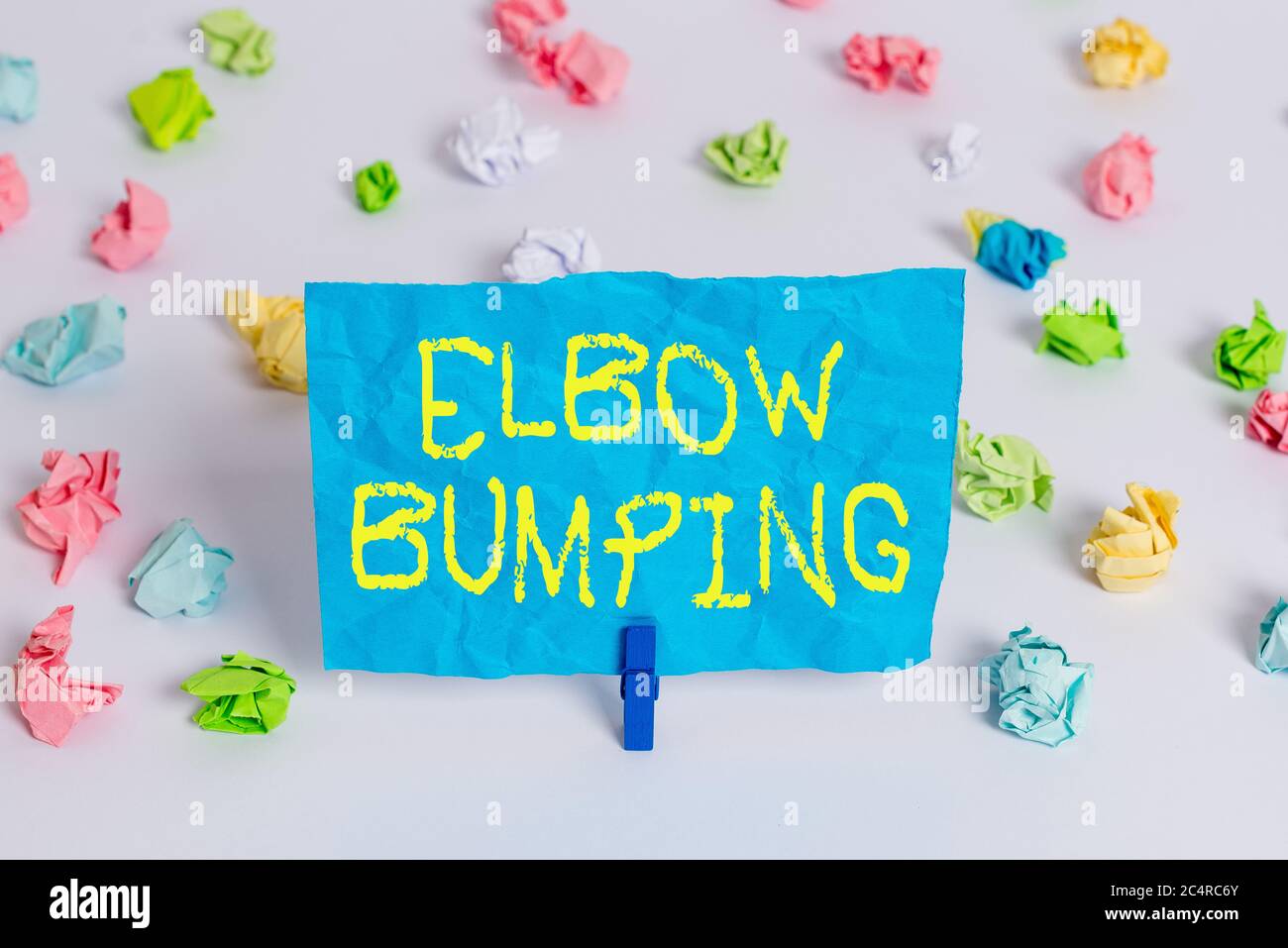Conceptual hand writing showing Elbow Bumping. Concept meaning ...