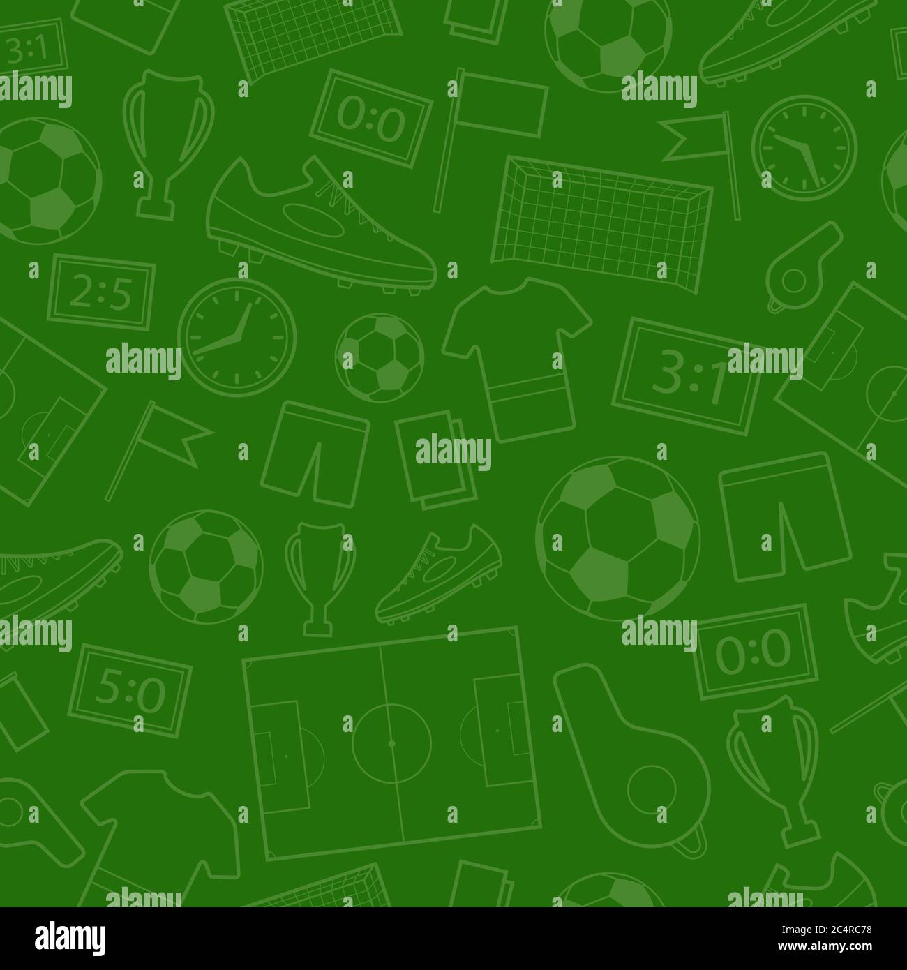 Seamless pattern of football symbols in green colors Stock Vector Image ...