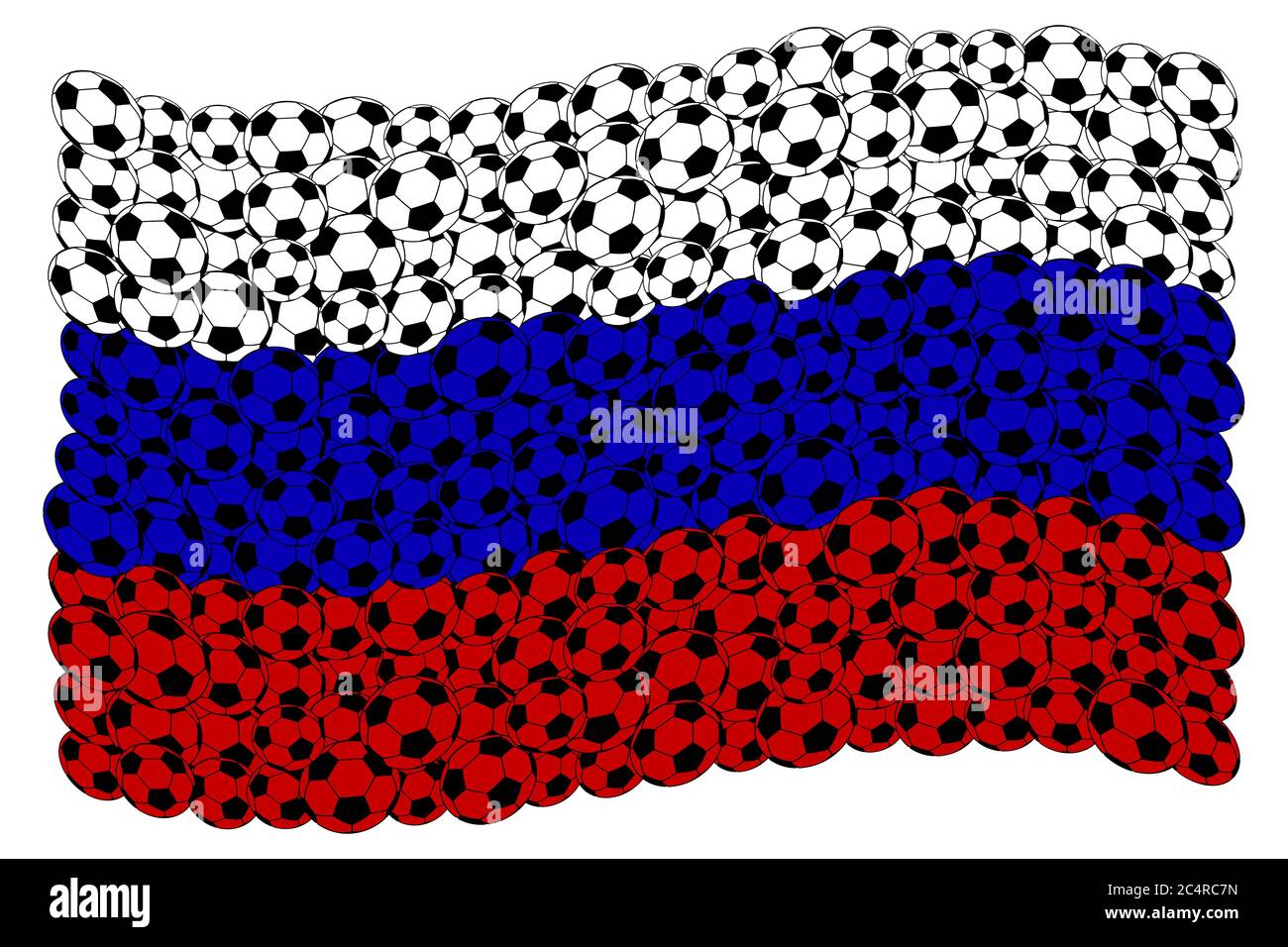 Russian flag, consisting of football balls in white, blue and red ...