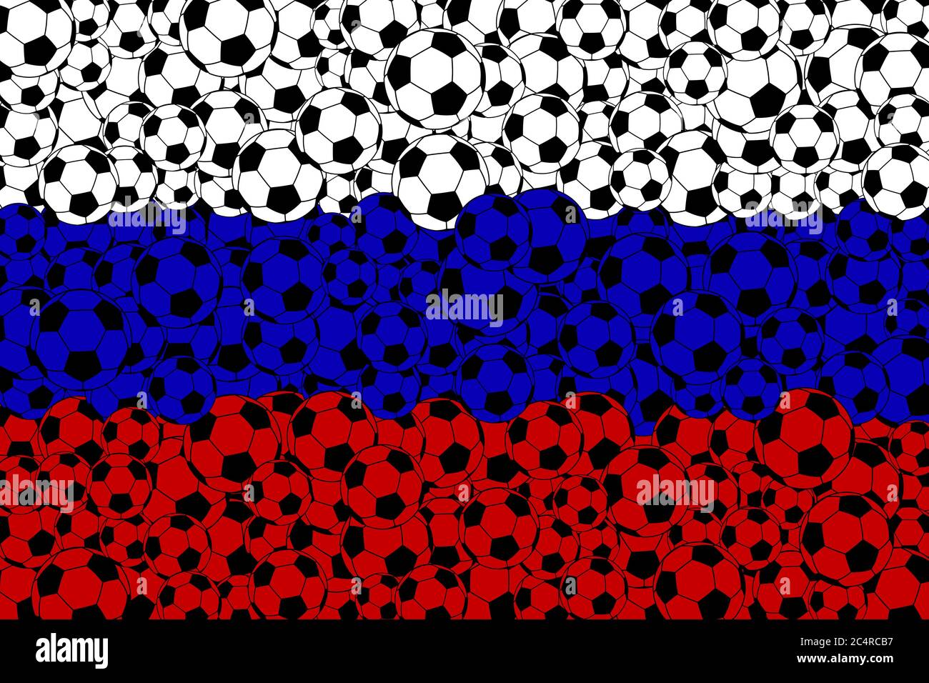 Russian flag, consisting of football balls in white, blue and red ...