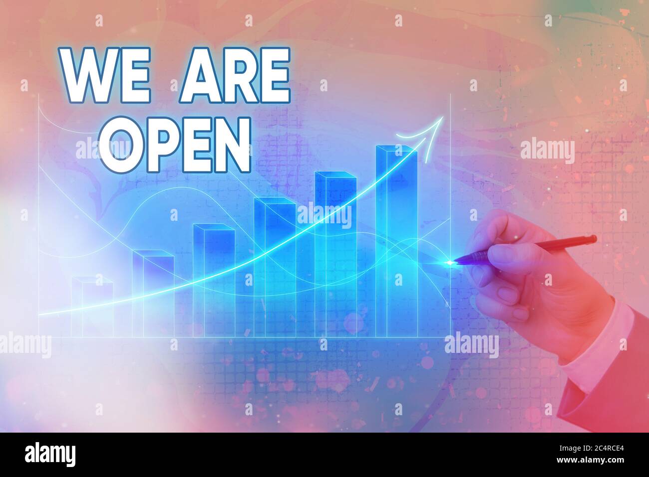 Handwriting text writing We Are Open. Conceptual photo no enclosing or ...