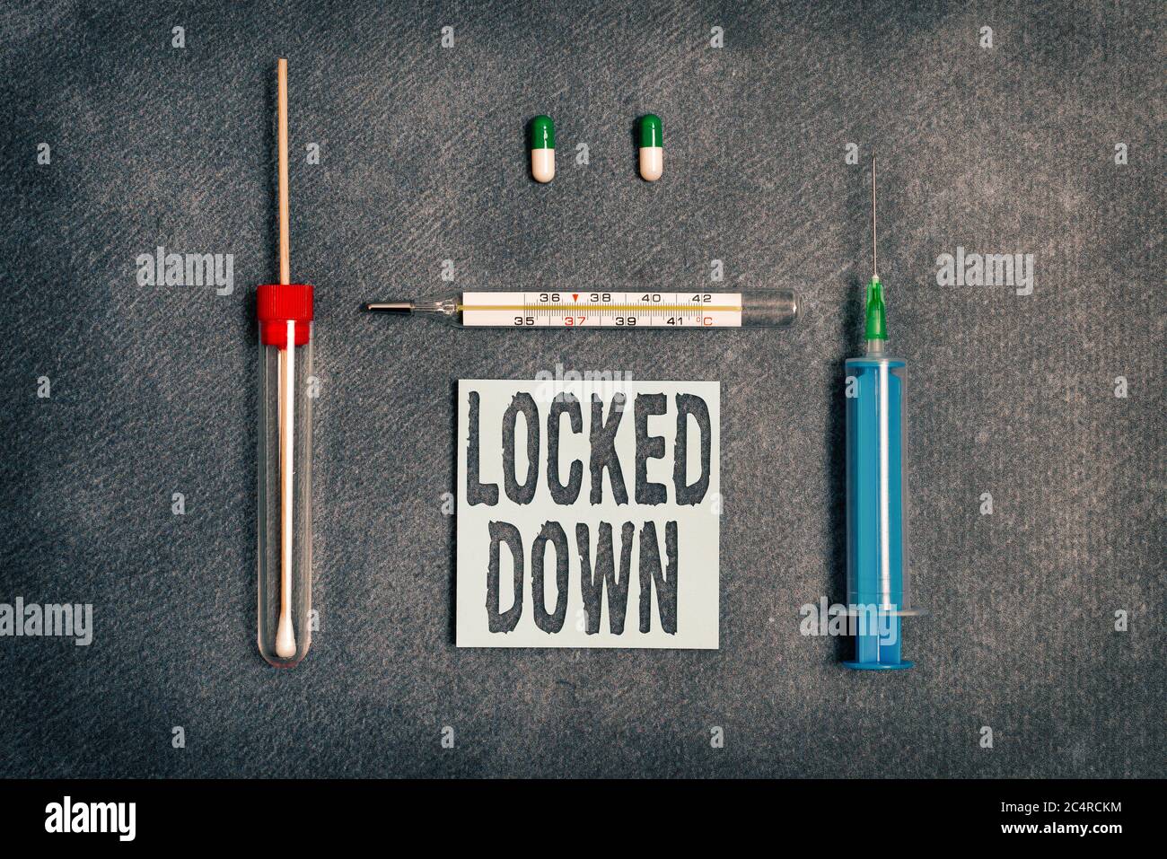 Handwriting text writing Locked Down. Conceptual photo emergency ...