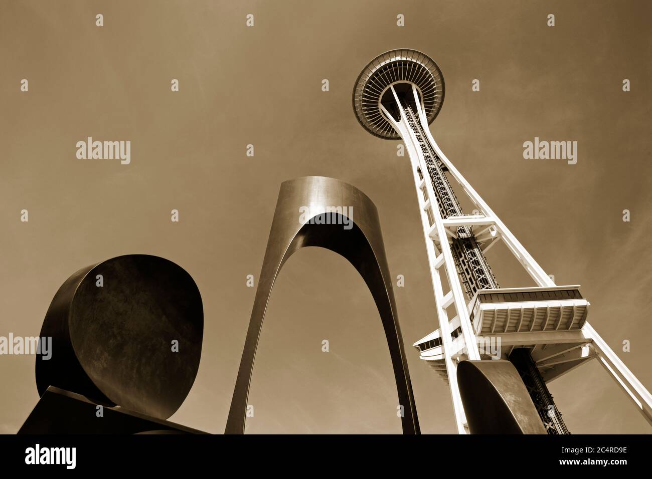 Space Needle & Moon Gates sculpture by Dorris Chase, Seattle Center ...
