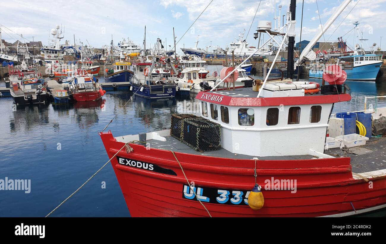 Fishing boats in harbour Stock Photo - Alamy