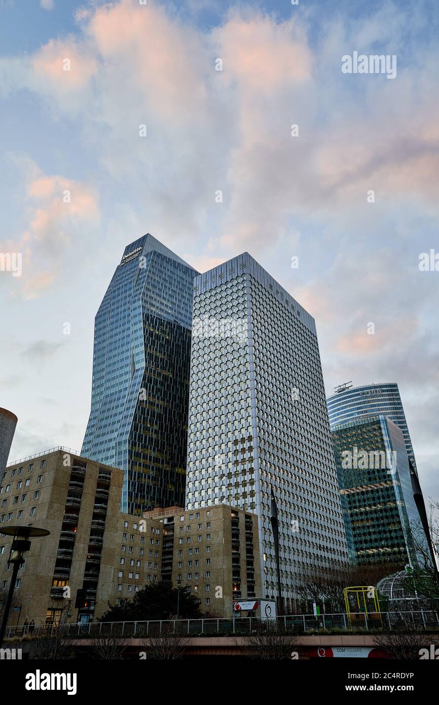 Ariane, AXA and Deloitte headquarters, skyscrapers and office buildings ...