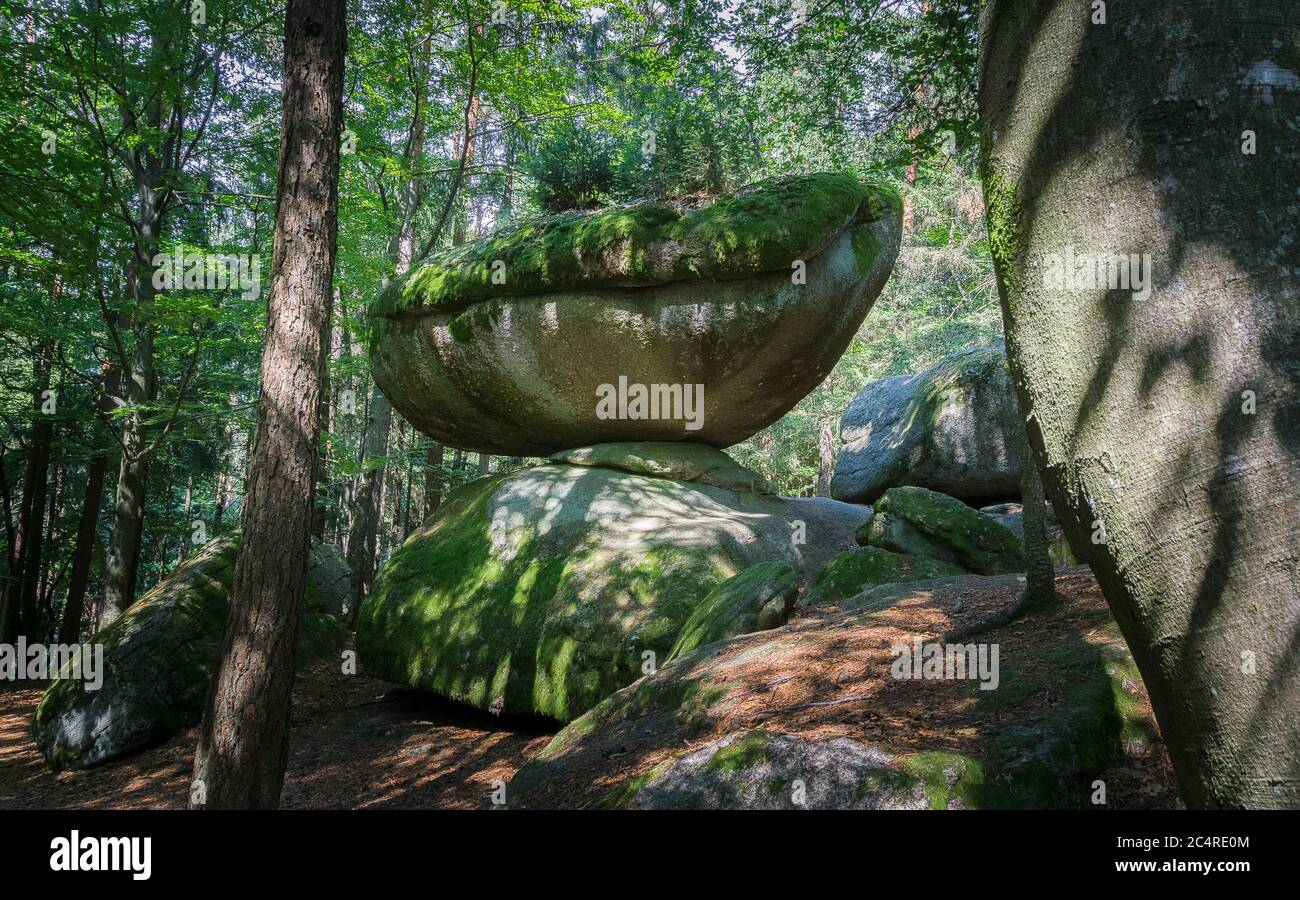 Wobble Stone in a Forest in Lower Bavaria Stock Photo - Alamy
