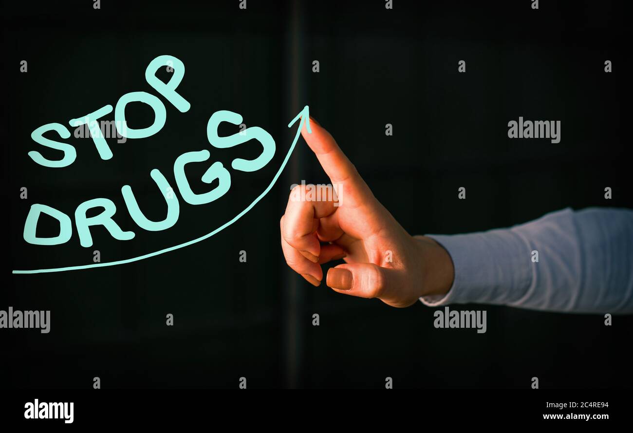 Handwriting text writing Stop Drugs. Conceptual photo put an end on the ...