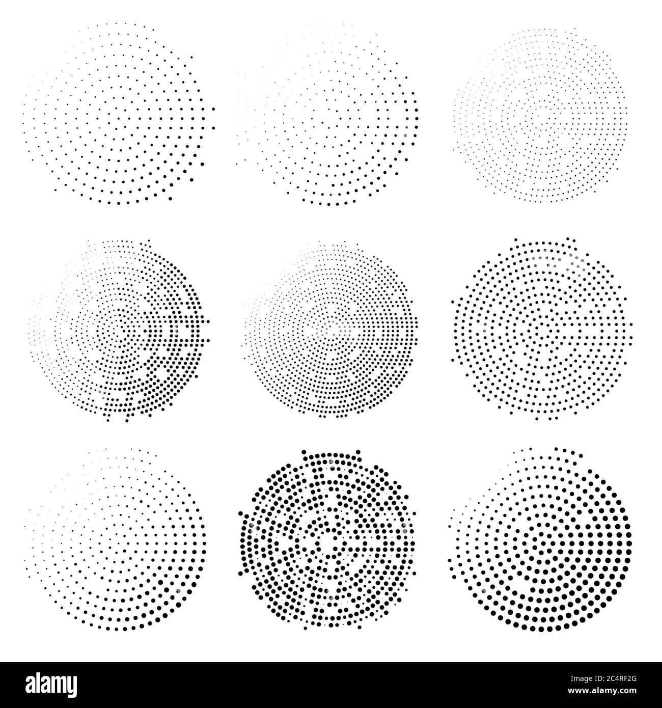 Set of Halftone circles isolated on white background.Collection of ...