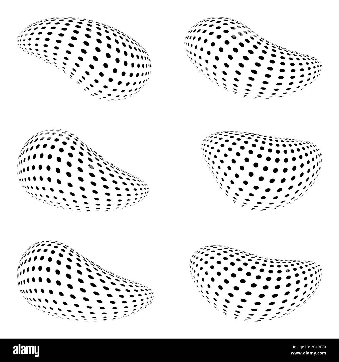 Set of Halftone distorted ellipses isolated on white background ...