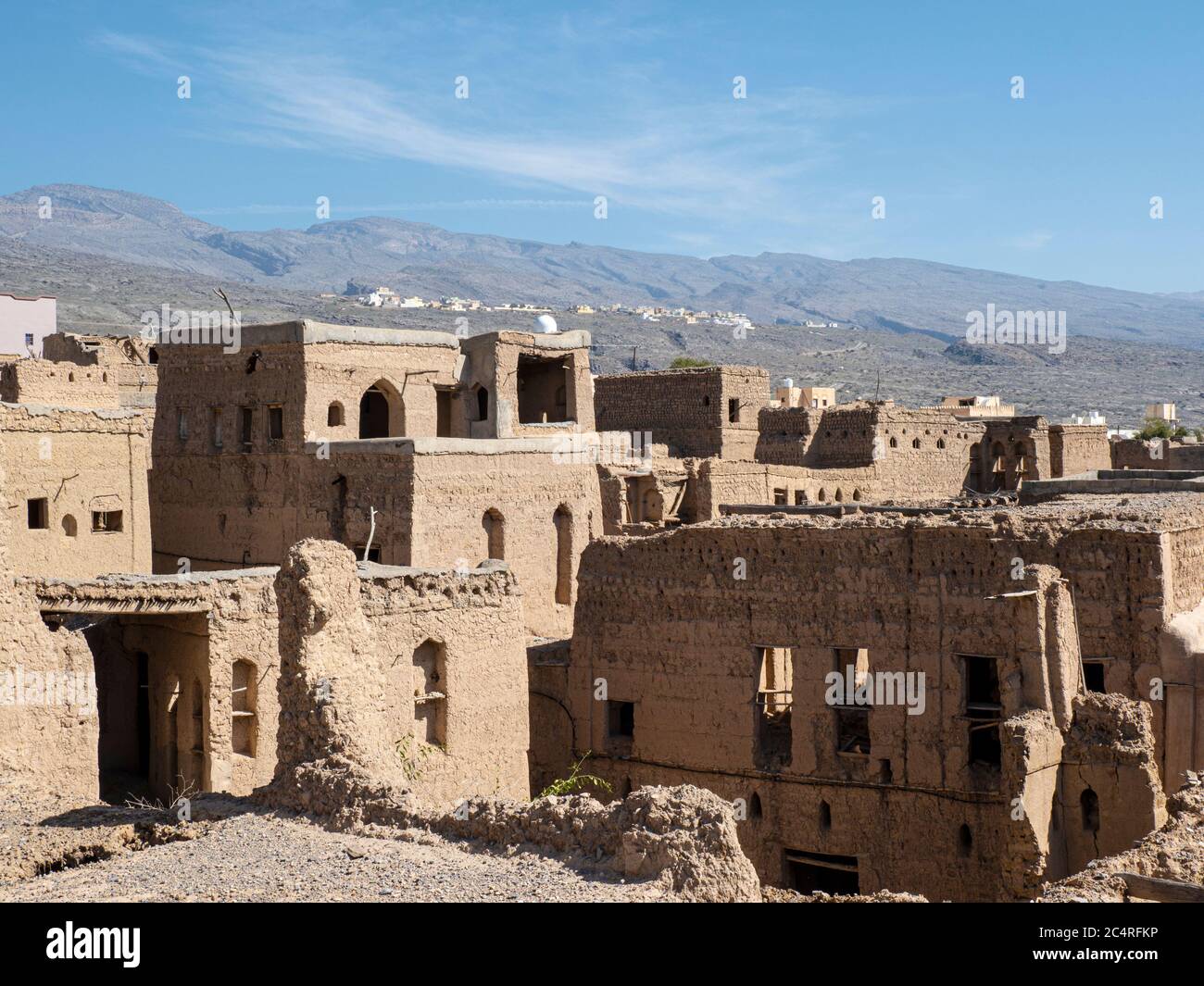 Exterior view of a mostly abandoned mud construction houses in Bait Al ...