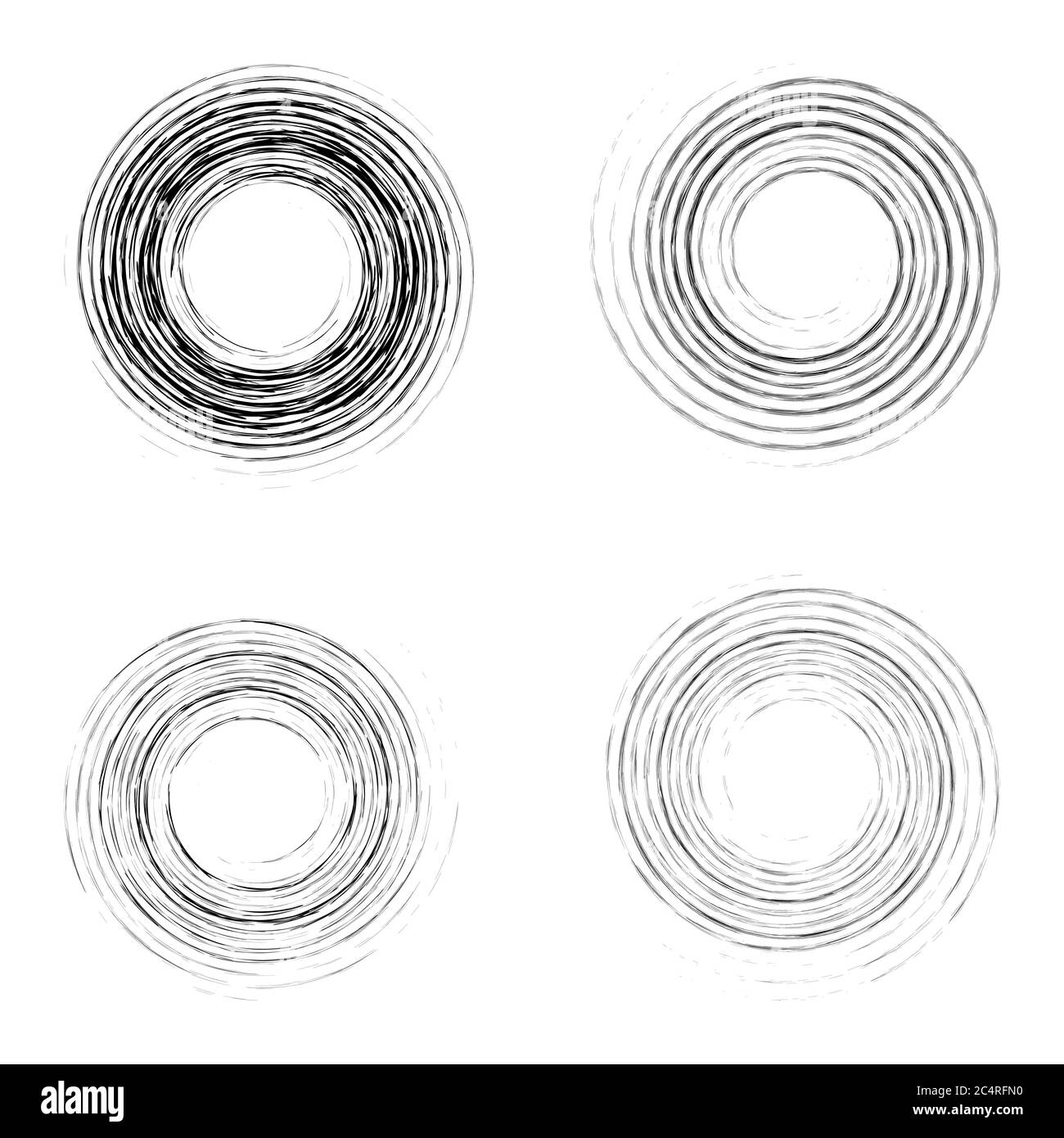 Set of rounded whirled circles isolated on the white background Stock ...