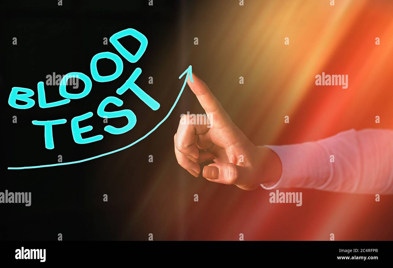 Handwriting text writing Blood Test. Conceptual photo Extracted blood ...