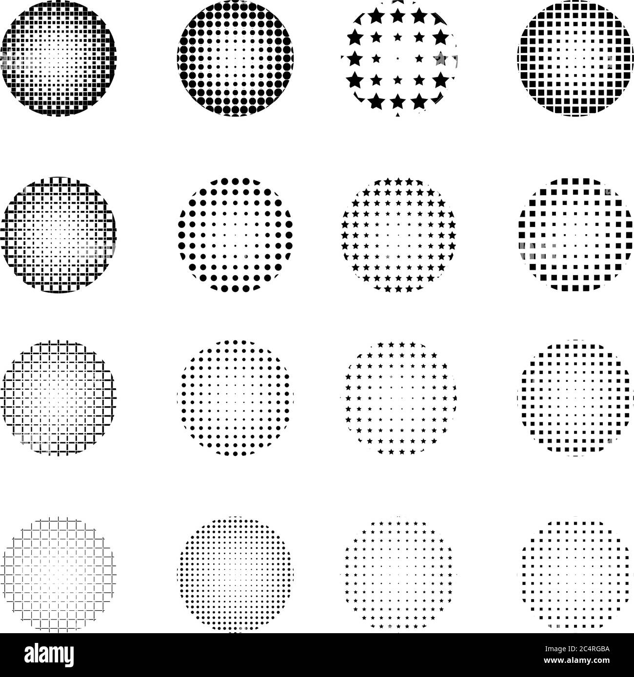 Set of Halftone circles isolated on white background.Collection of ...