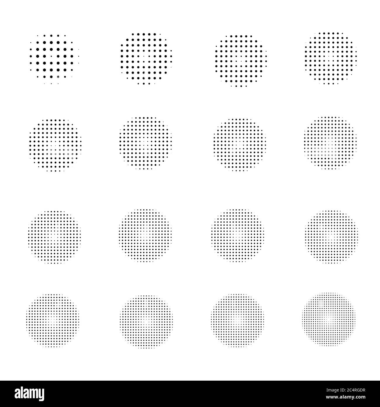 Set of Halftone circles isolated on white background.Collection of ...