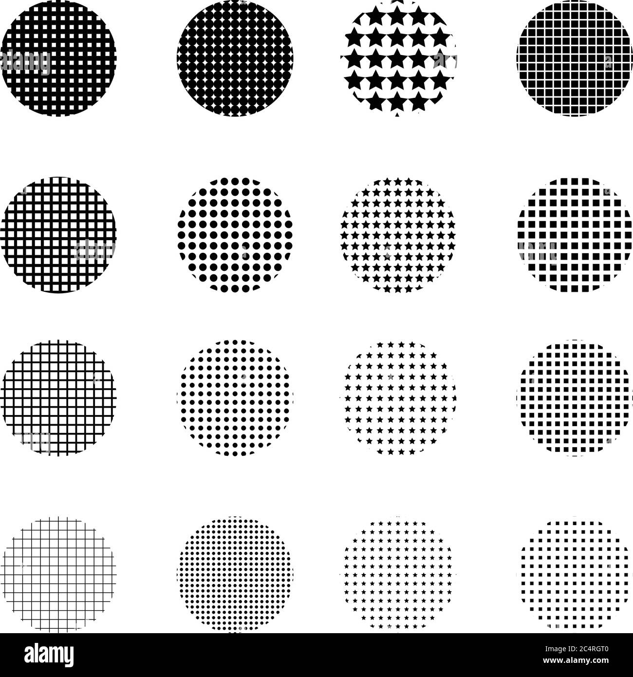 Set of Halftone circles isolated on white background.Collection of ...