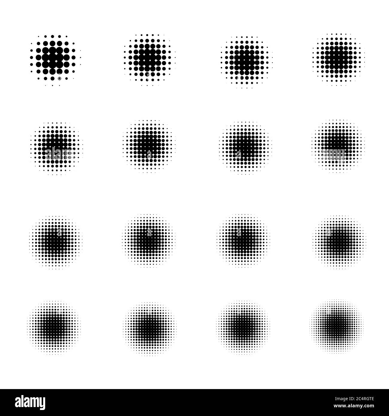 Set of Halftone circles isolated on white background.Collection of ...