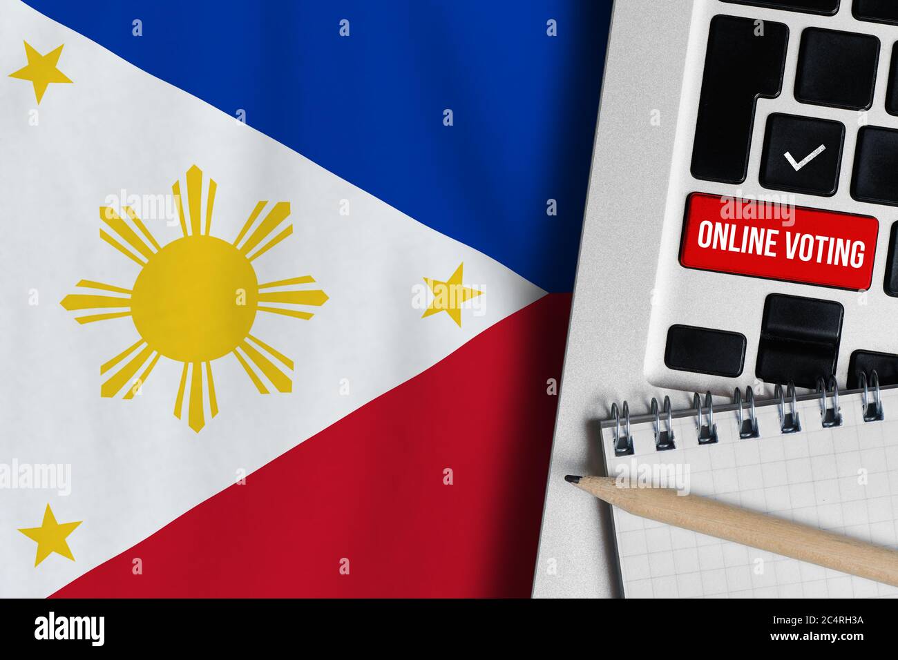 Online voting concept in Republic of the Philippines. Keyboard near ...