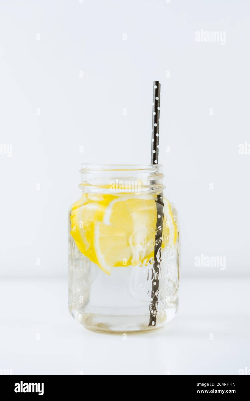 Soda lemonade in a transparent glass cup Stock Photo - Alamy