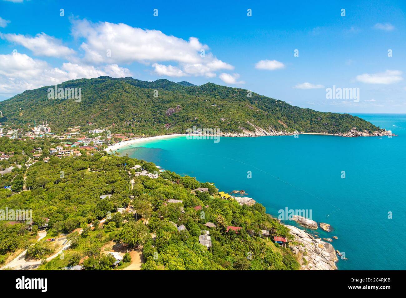 Panoramic aerial view of Koh Phangan island, Thailand in a summer day ...